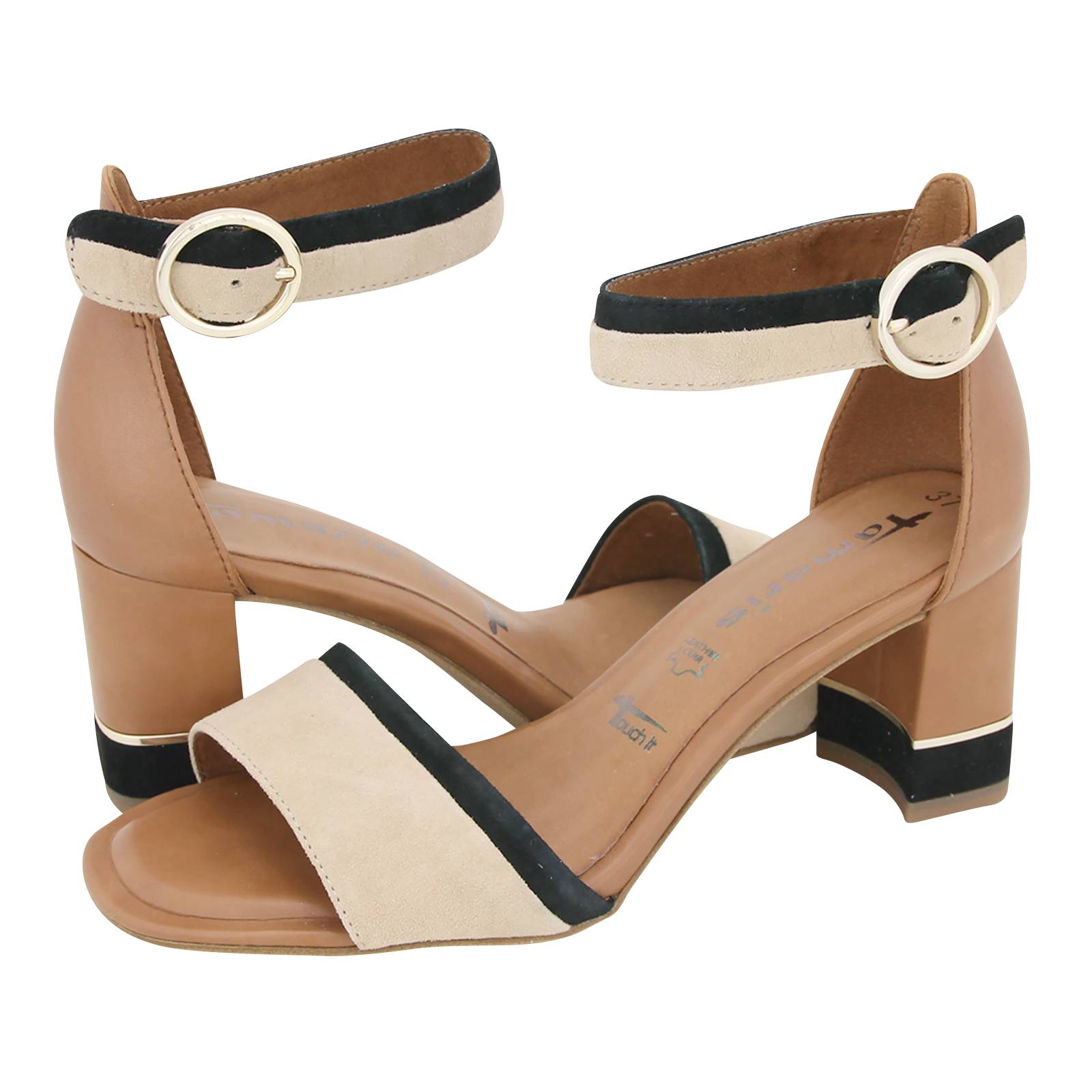 Stolpe - Γυναικεία πέδιλα Tamaris από καστόρι και δέρμα - Gianna ...